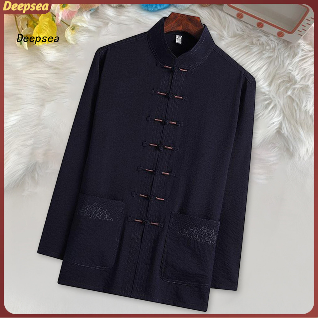 DPA* Embroidered Men Shirt Chinese Vintage Style Tang Suit Shirt for ...