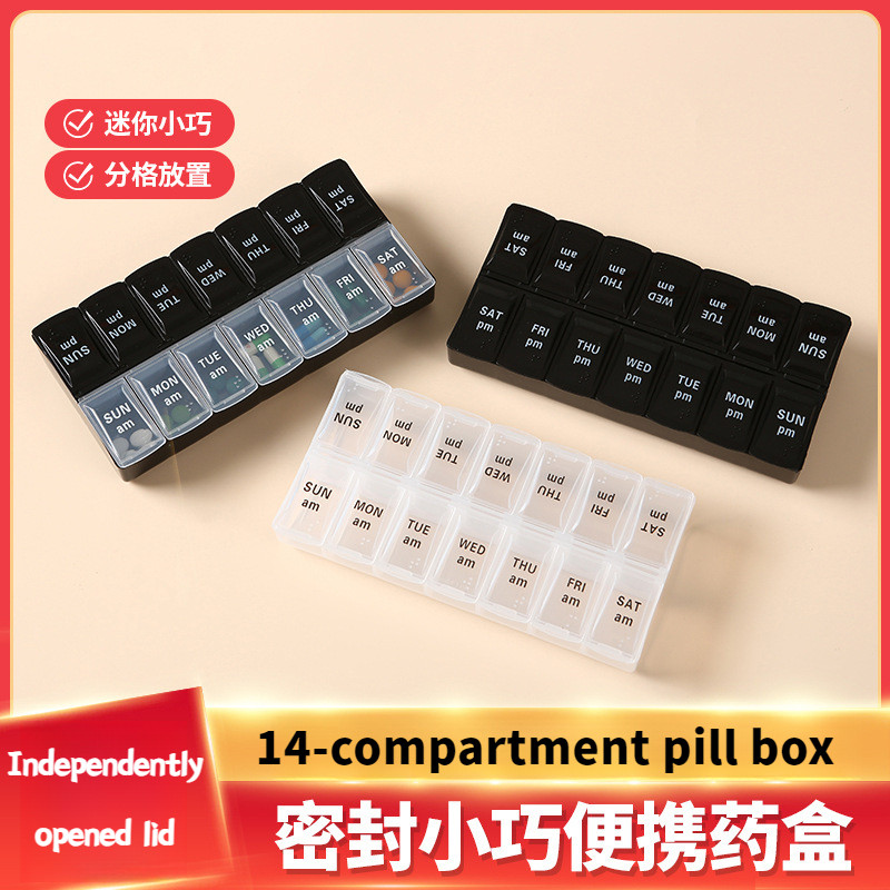 14-compartment pill box/7-Day Morning and Evening Dual Row Split Pill ...