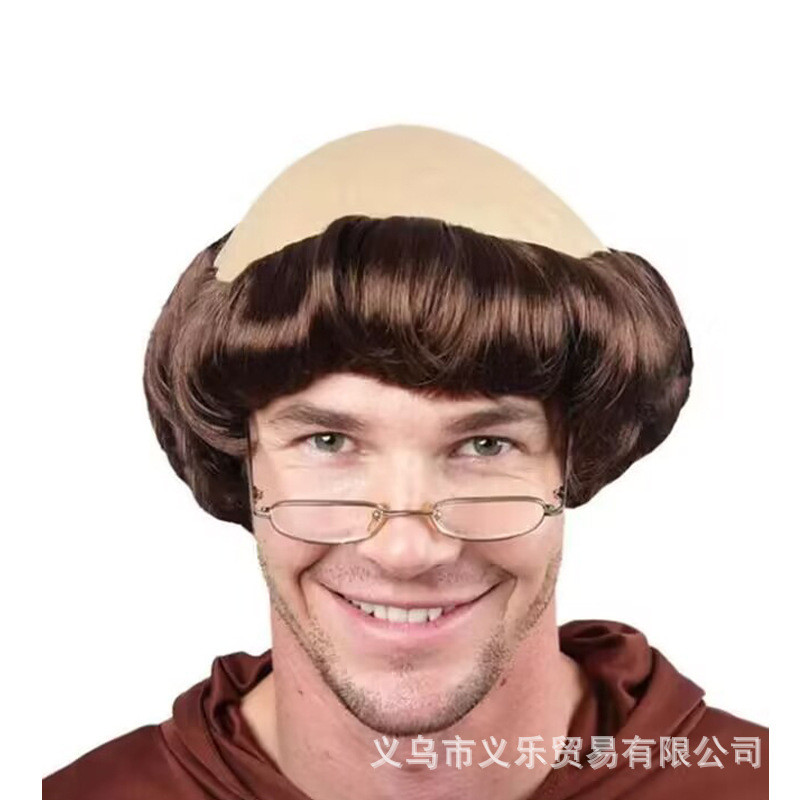 Monk Scalp Wig Prom Makeup Props Dress Up Monk Headgear Halloween Fake ...