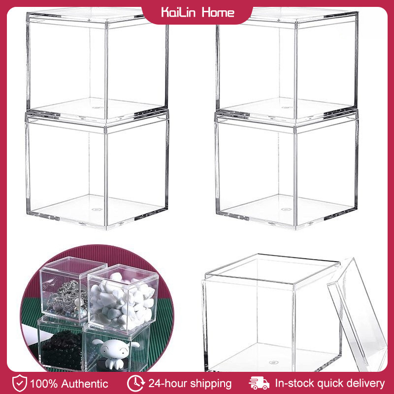 1/3/5pcs Square Transparent Box Acrylic Box with Lid Food Candy Storage ...
