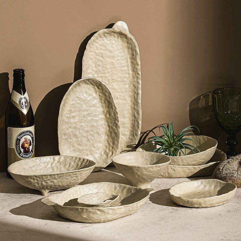 Hand-pinched Dish Plate Japanese-Style Ceramic Handmade Plate Household ...