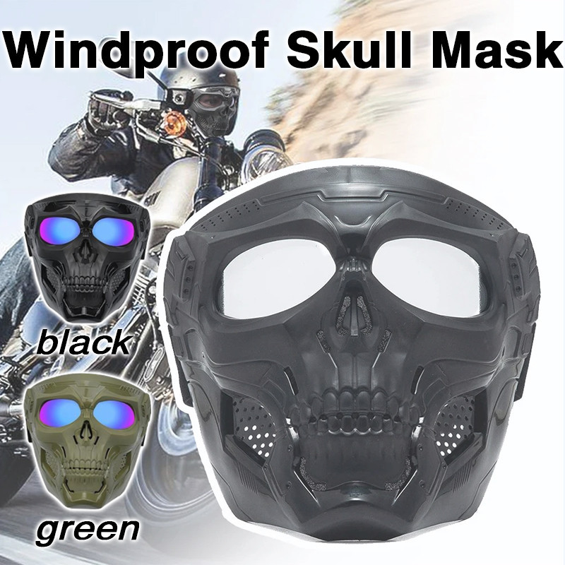 Windproof Skull Mask Riding Mask Safety Road Riding UV Motorbike ...