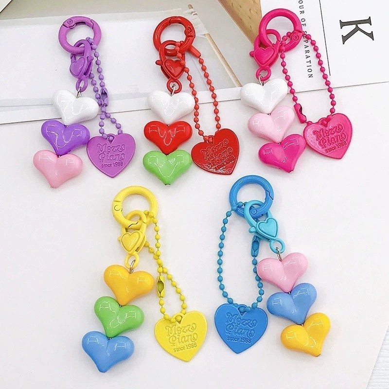 Sweet Gradient Heart Metal Keychains Fashion Love Shape Keyrings Car ...