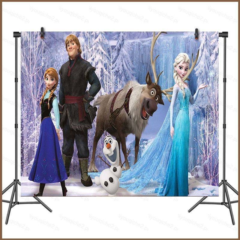 sy Frozen Elsa Birthday theme backdrop banner Anna Olaf party ...