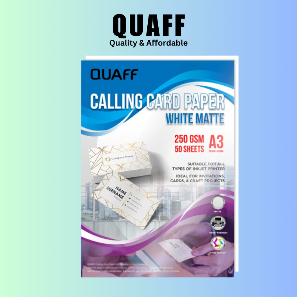 QUAFF A3 Calling Card Paper 250GSM WHITE MATTE（297*420mm)(50sheets ...