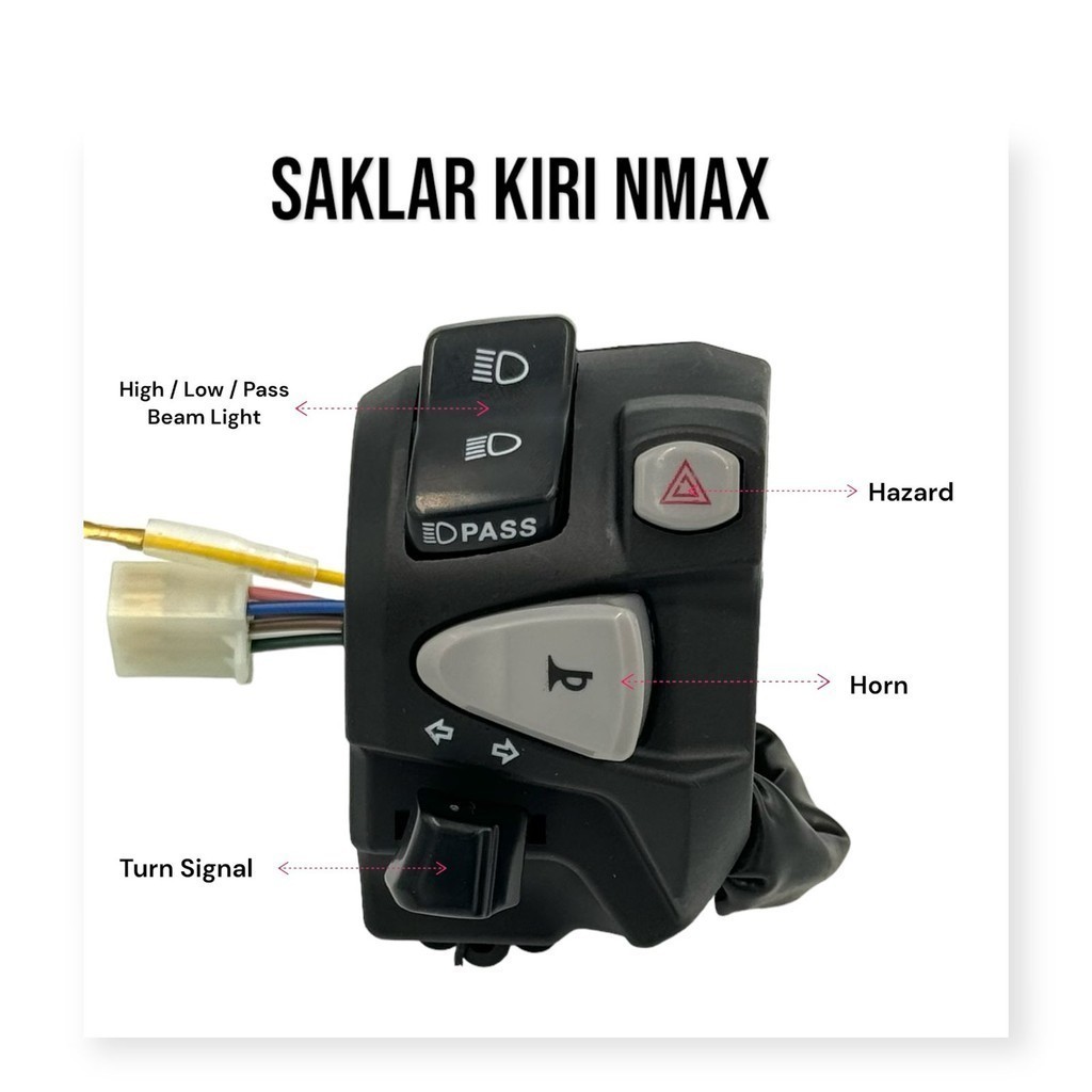 LEFT NMAX Switch Plus High Low Pass Beam HAZARD HORN AND SEIN | Shopee ...