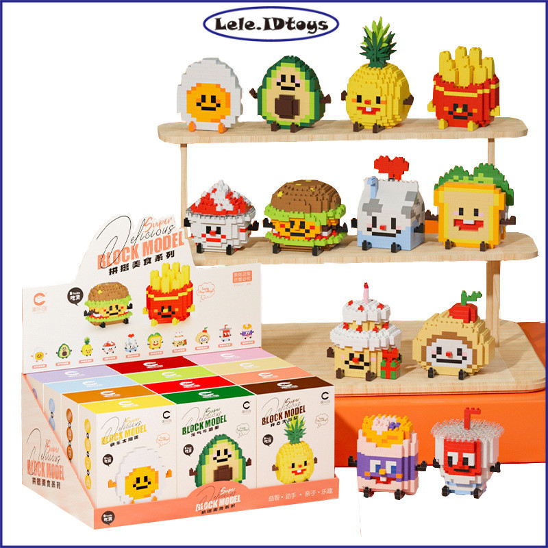 Mini DIY Pineapple Hamburger Blocks Toy Nano Blocks Fruit 3D Model ...
