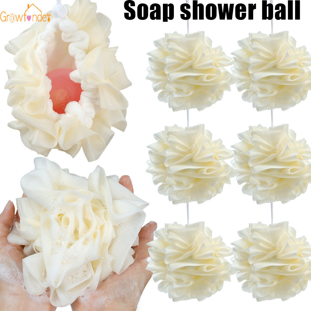 2 in 1 Soft Shower Mesh Foaming Large Bath Ball with Drawstring Body ...