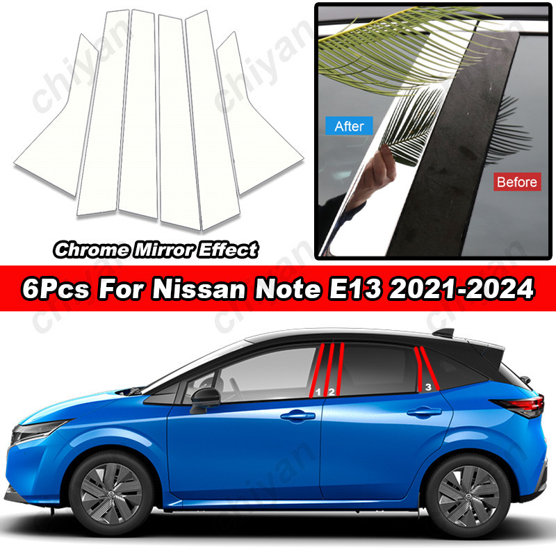 6Pcs Glossy Chrome Pillar Posts Fit For For Nissan Note E13 2021 2022 ...