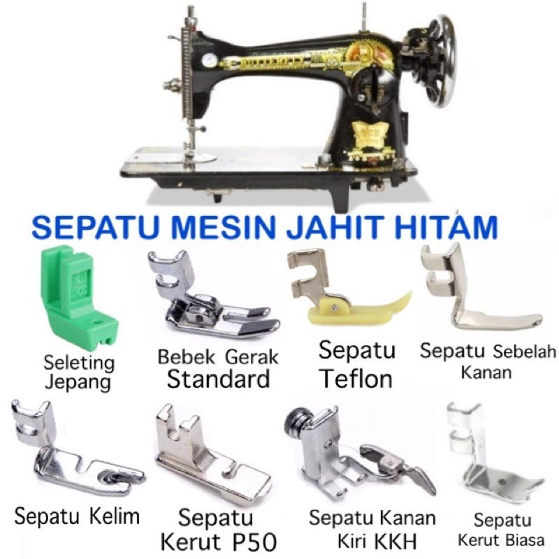 HITAM MESIN Old Classic Butterfly Singer Black Sewing Machine Foot ...