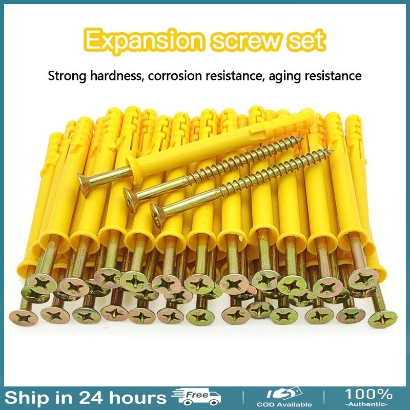 50PCS Tox With Screw 6mm PlasticTox Wall Plug With Stopper Expand Nails ...