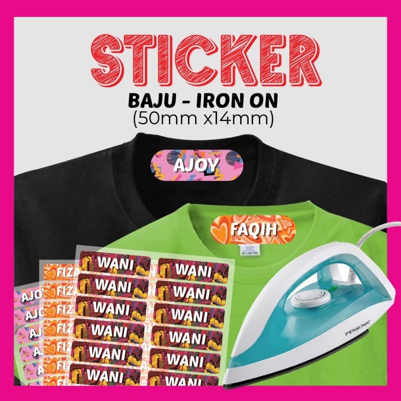 Shirt & Iron On Label Sticker, Shirt Name Sticker,Iron on patch,School ...