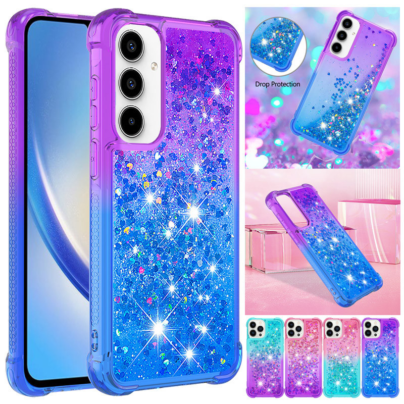 Gradient Color Flow Sand Case For Samsung Galaxy S23 S24 Ultra Plus A55 A556 A35 A25 A15 A54 A34 ...