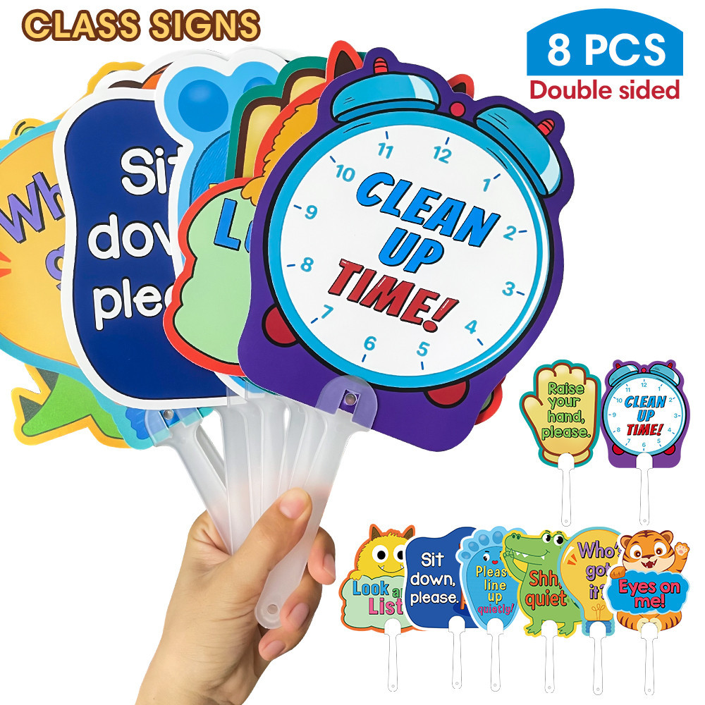 8pcs Multifunctional Teaching Props,Classroom Rules Paddles Montessori ...