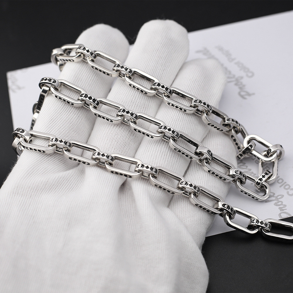 Silver 925 Thick Chain Letter Necklace With Retro Punk Rock Style ...