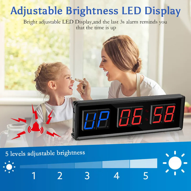 2.3 inch 6-digit exercise cycle interval exercise countdown clock with ...