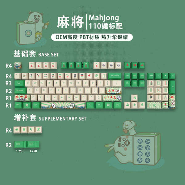 Sparrow God Mahjong PBT Five-Sided Sublimation Keycap Mechanical ...