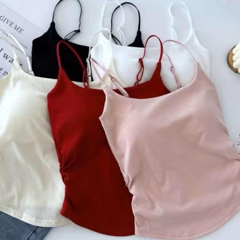 【new 】Hot Girl Camisole Women's Pleated Backless Vest With Pads ...