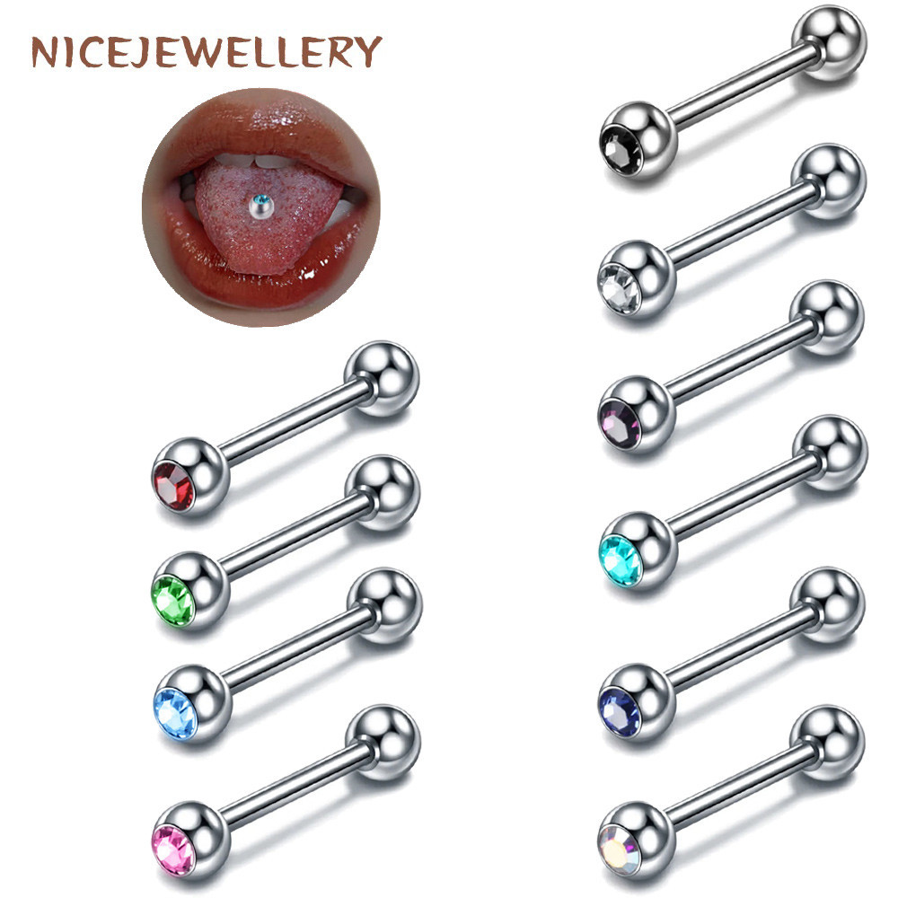 1Pc 16mm Industrial Barbell Piercings Surgical Steel Tongue Piercing ...