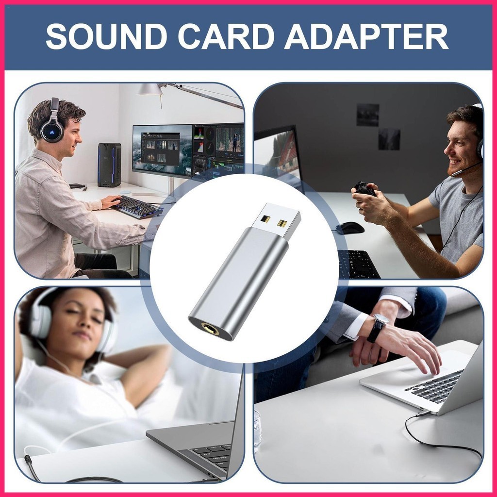 USB Sound Adapter 3.5mm External Sound Card for Laptop Plug and Play ...