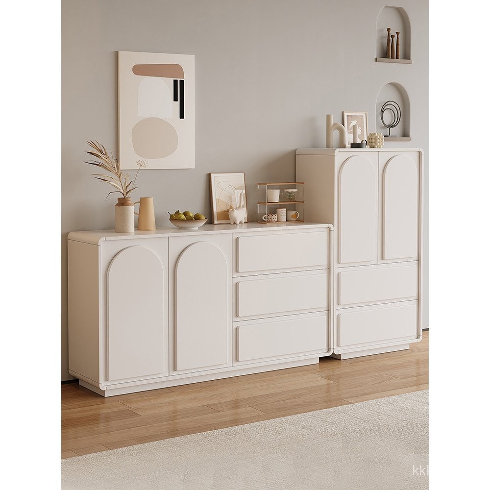 Cream Style Sideboard Cabinet Solid Wood Chest of Drawers Modern ...