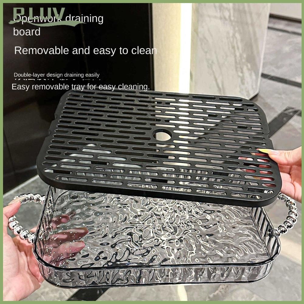 PLUVII Kitchen Counter, Grey/Transparent Multipurpose Double Dish Drying Rack, High Quality ...