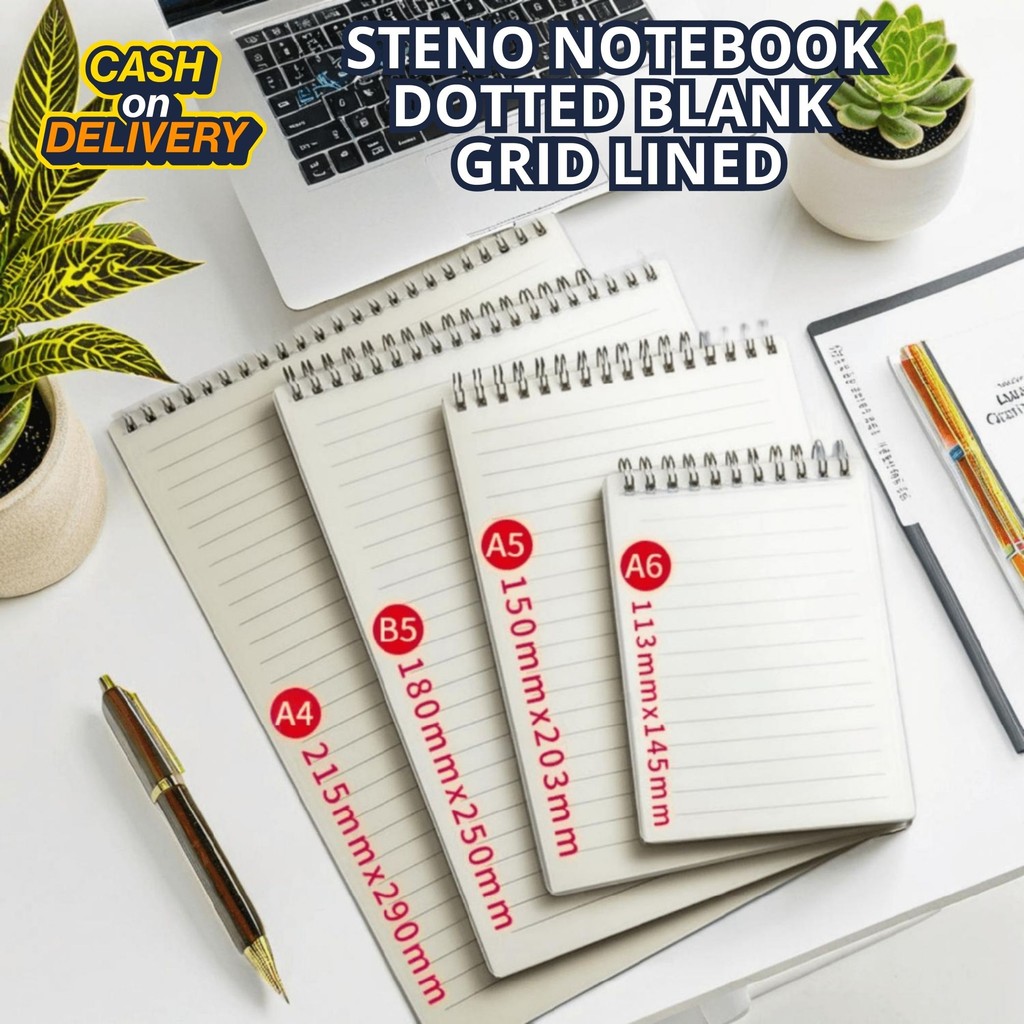 HomeBiz Supply Steno Notebook A5 B5 Dotted Blank Grid Lined | Shopee ...