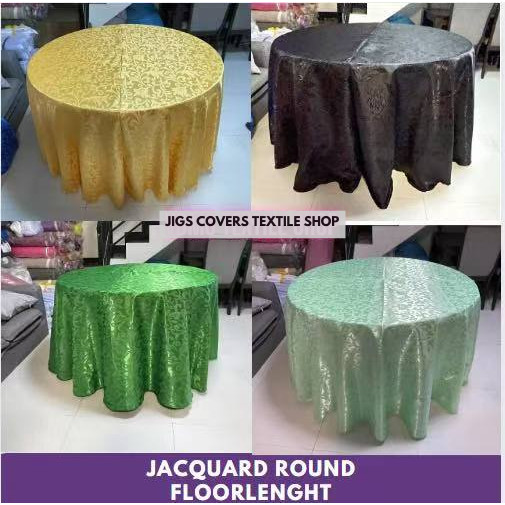 Jacquard Fabric Round Floor Length Round Table Cloth Catering Party ...
