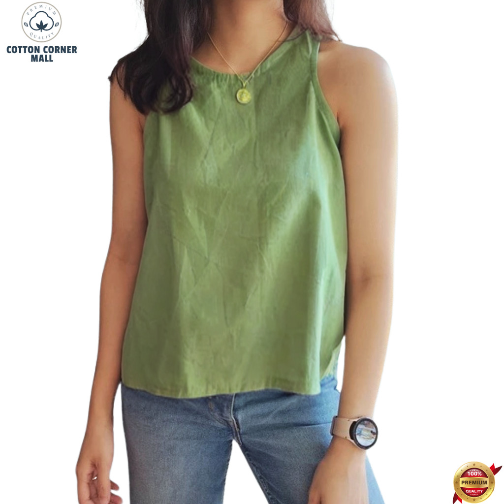 Korean Linen Top: Comfortable and Breathable Sleeveless Top | Shopee ...