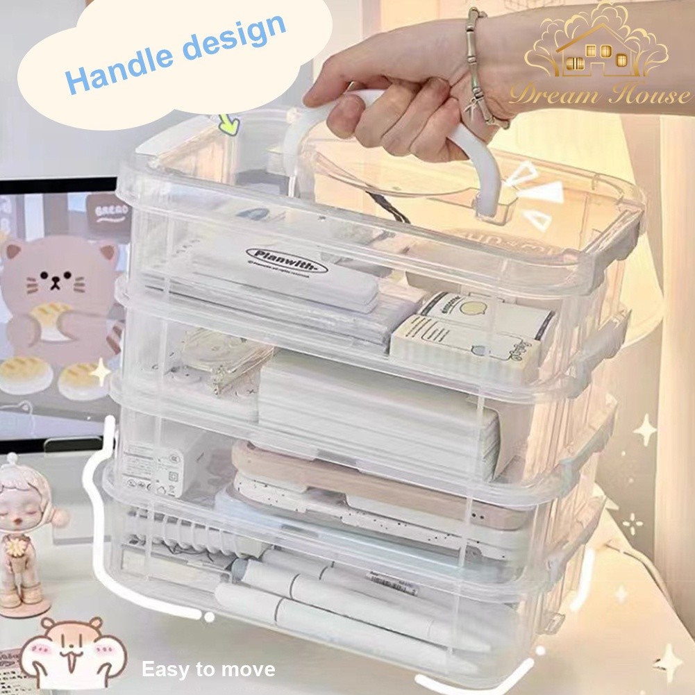4 Layers Storage Box Multipurpose Storage Case Large Compartment ...