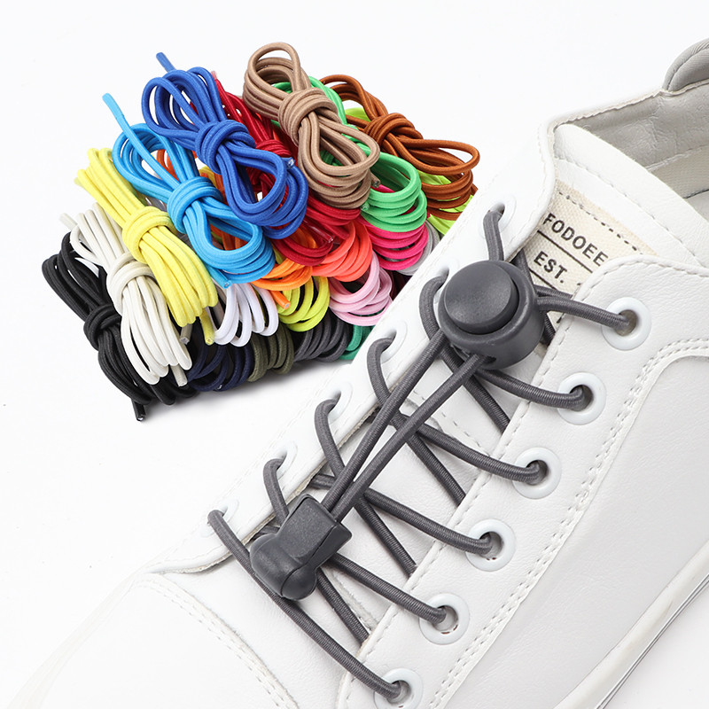 1 Pair Black Shoelaces Elastic Plastic Lock Hiking Sport No Tie ...