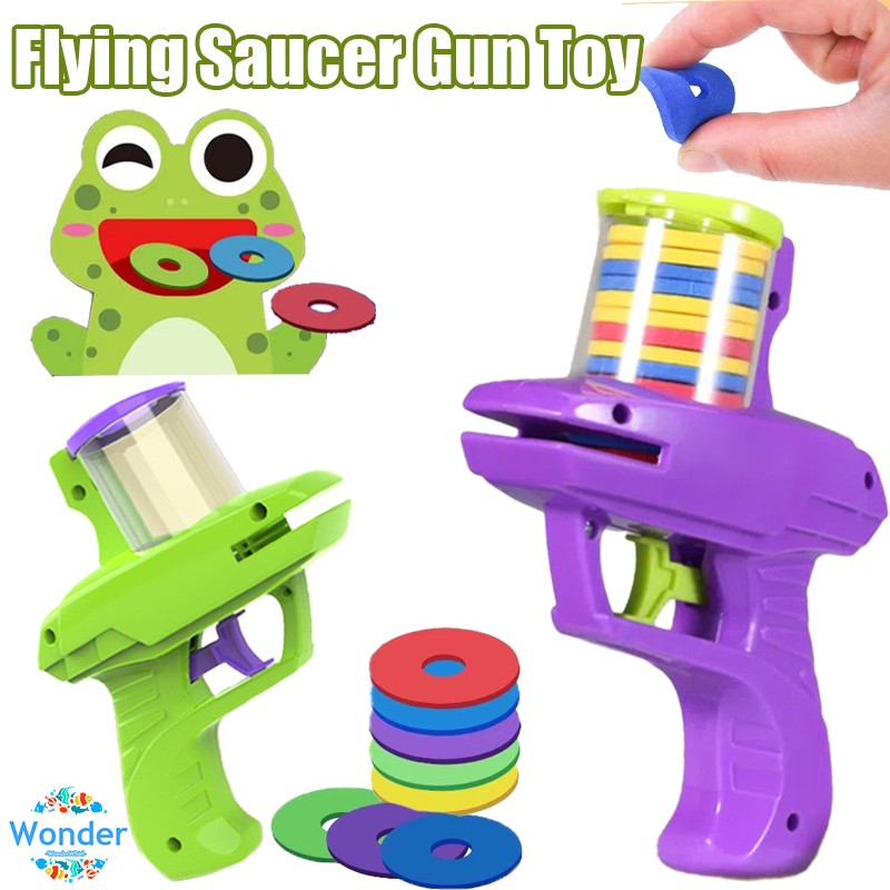 UFO Flying Saucer Toy Children Flying Saucer Guns Toy with Soft Bullet ...