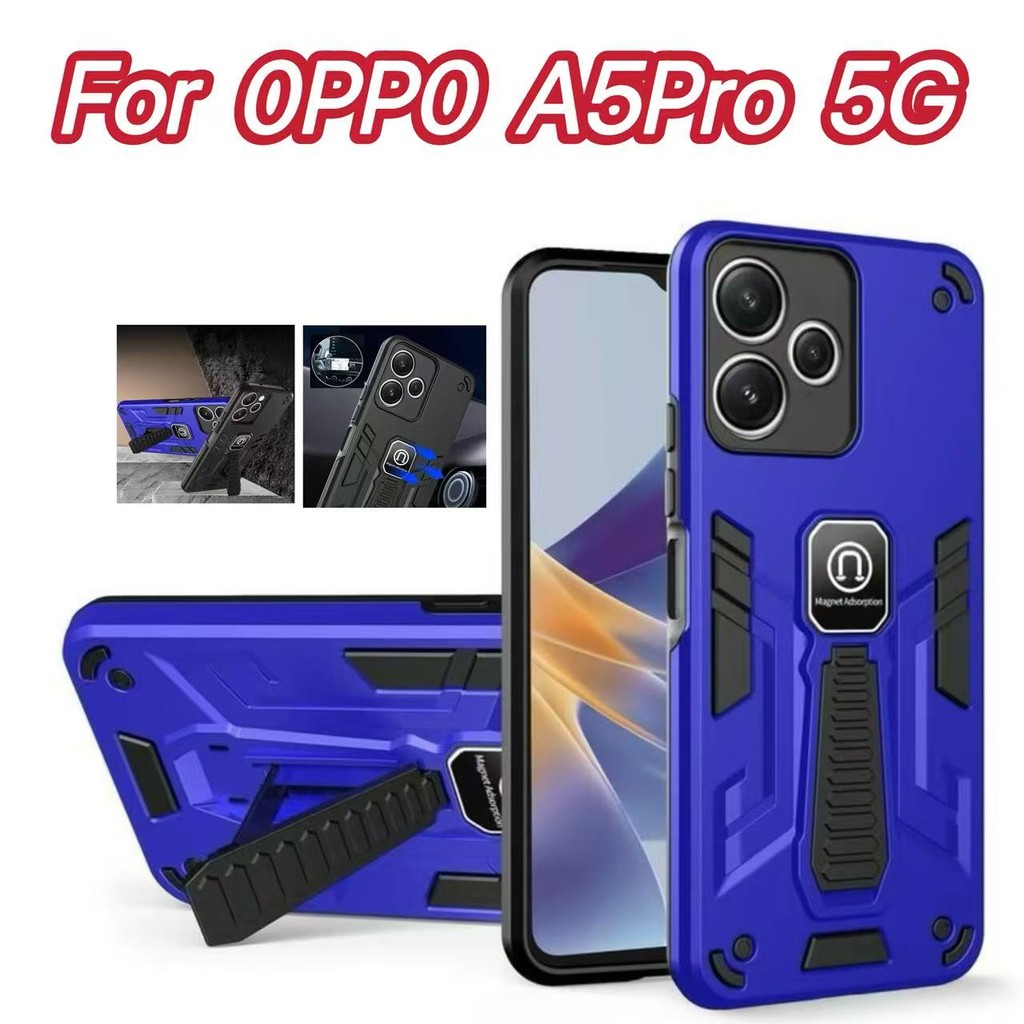 Case For OPPO A5Pro 5G Shockproof Built-In Stand Offset Magnetic Robot ...