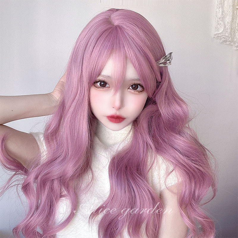 Wig Female Long Curly Hair Influencer jk Middle Point Bangs Cute lolita ...