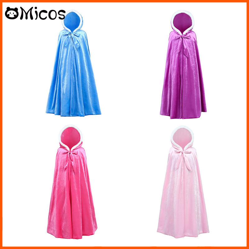 Girls Elsa Cloak Girls Plus Velvet Cloak Cape Girl Princess Blue ...