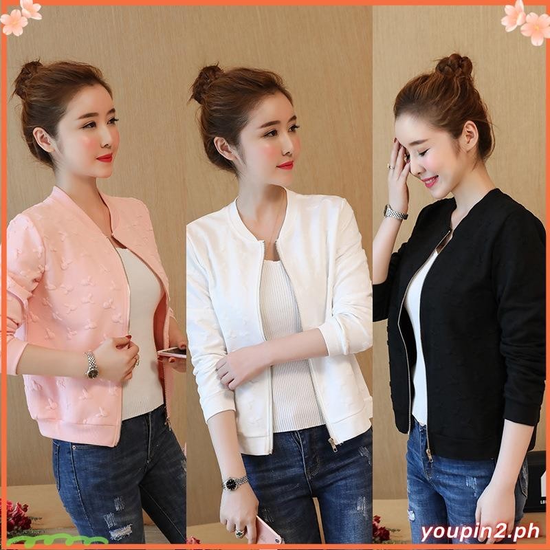 Jacket Women's Long Sleeve Korean Zipper Pure Color winter Jacket for ...