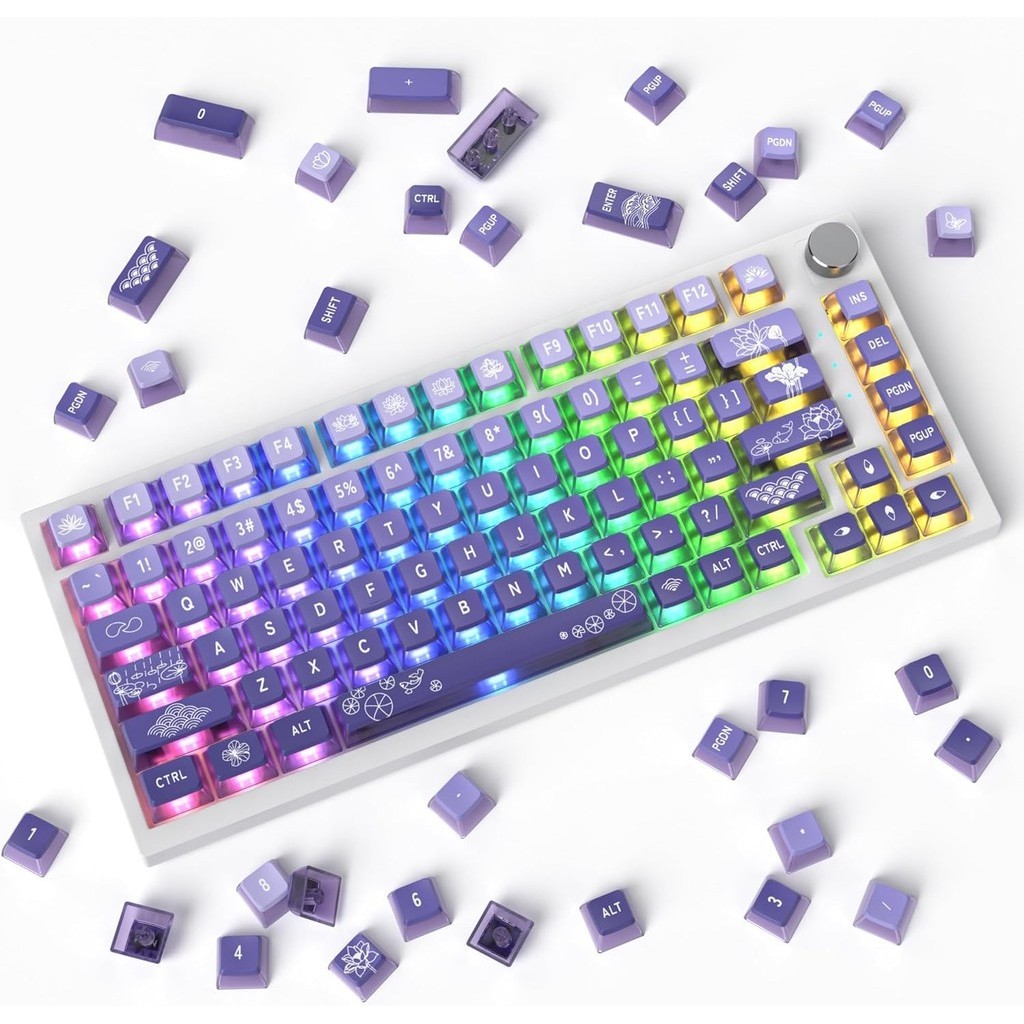 Lotus Purple Pudding Keycaps ASA Profile PBT Four-sided Light ...