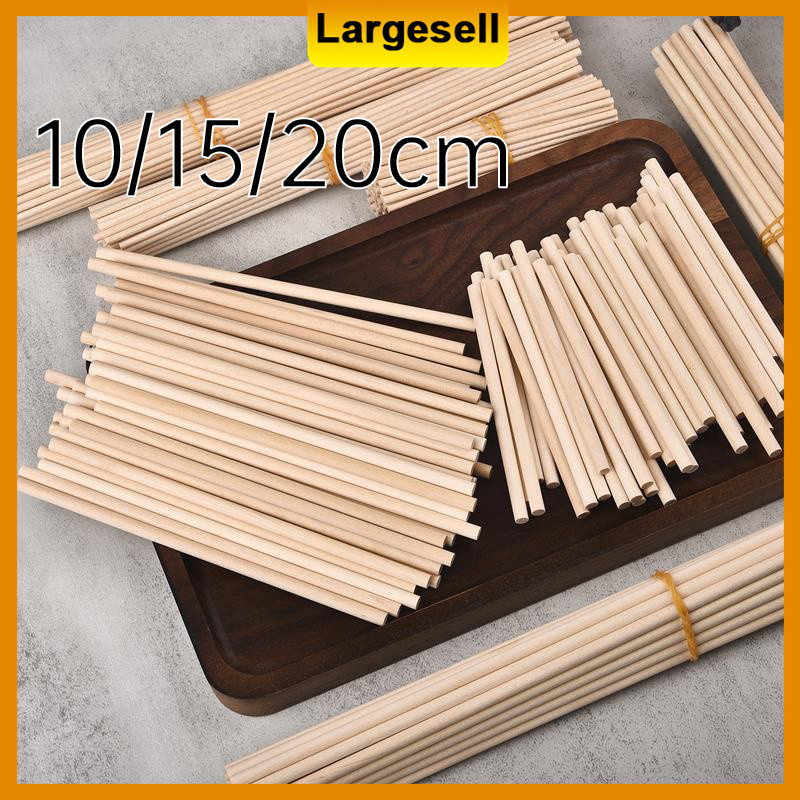 50pcs 10/15/20cm Round Wood Sticks 5mm Diameter Wooden Dowel Rod DIY ...