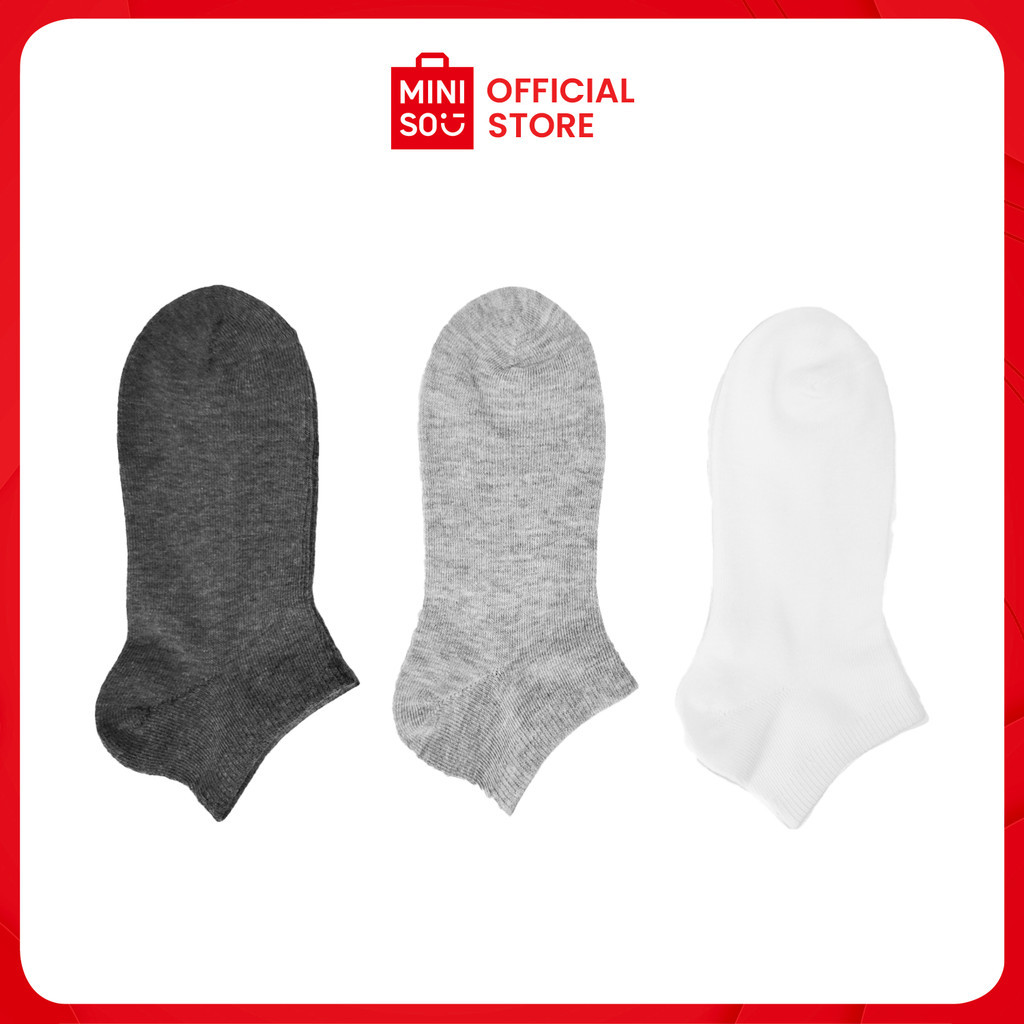 MINISO Men's Cotton Ankle Socks (3 Pairs) (Basic Style) | Shopee ...