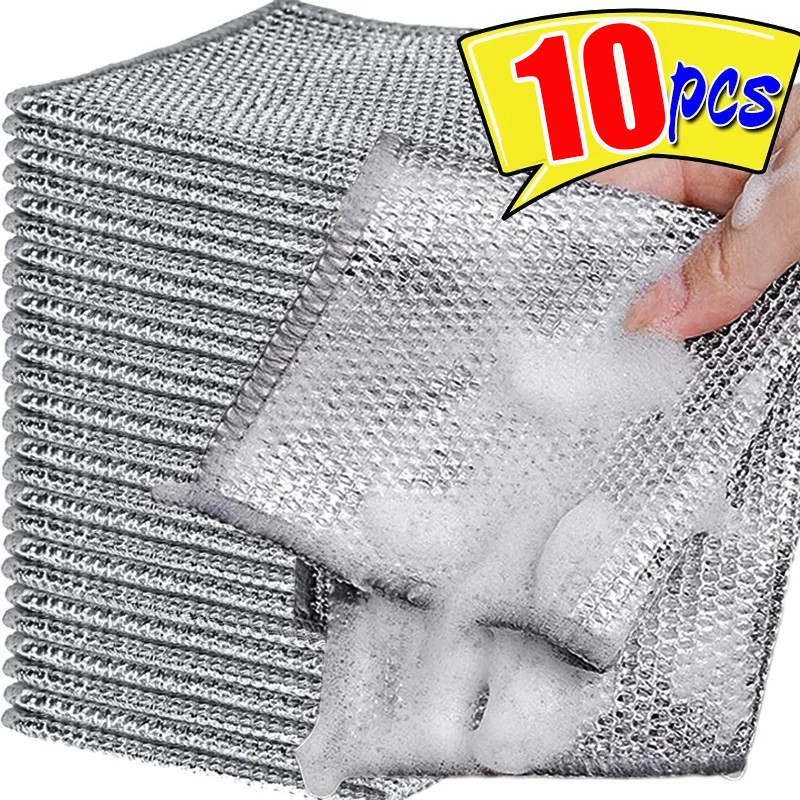 Upgrade Steel Wire Dishcloth/Triple-Layer Steel Wire Cleaning Cloth ...