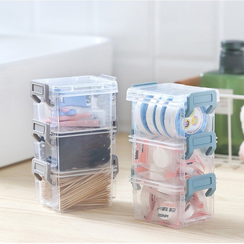 3pcs Cute Stackable Storage Box Mini Multi-layer Multifunctional ...