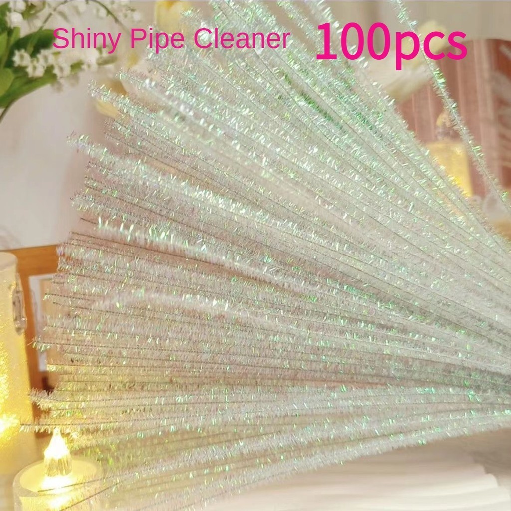 Ready stock⚡100 Pcs Shiny Flash Colorful Strips Gold Leaf pipe cleaner ...