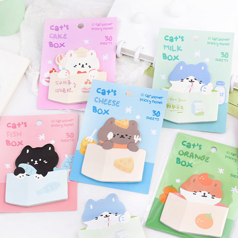 30 Pcs/pack Cute Sticky Notes Cartoon Sticky Notes Animals Shape ...