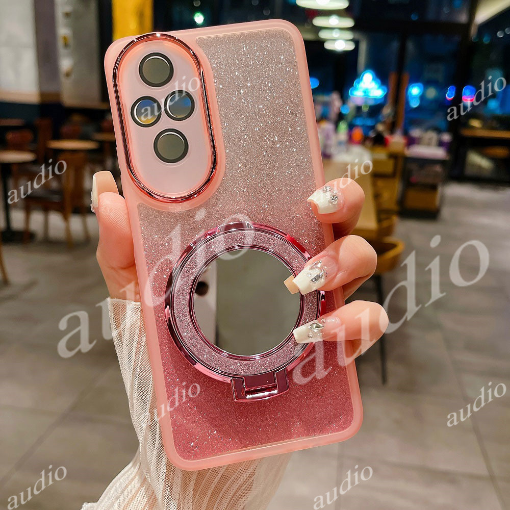 Honor 400 Pro 5G Glitter Bling Mirror Magnetic Bracket Phone Case For ...