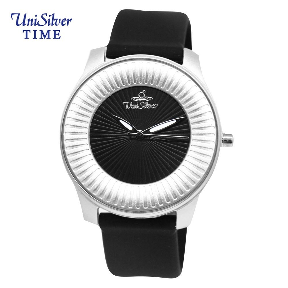 UniSilver TIME OPSIS REON Men's Large Analog Silver/Black Rubber KW3417 ...
