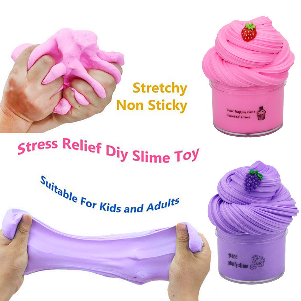 70ml Fruit Cake Slime Kit Fluffy Floam Kid Modeling Slime Clay Toy ...