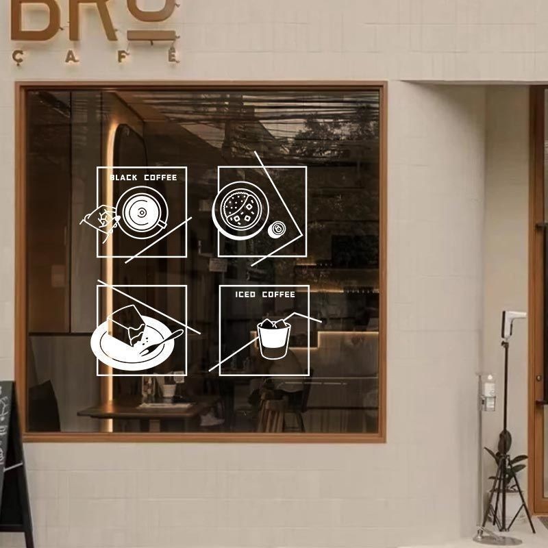 Coffee Cup Pattern Stickers Glass Door Window Wall Stickers Suitable ...