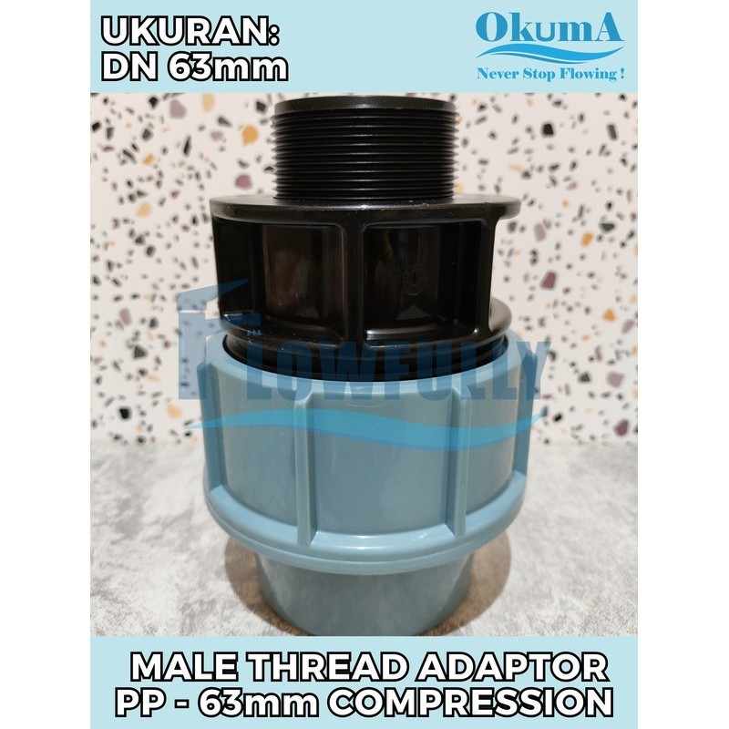 Male Thread Adapter Pp 63 Mm Okuma Pn 16 Hdpe Compression Sok Sock ...