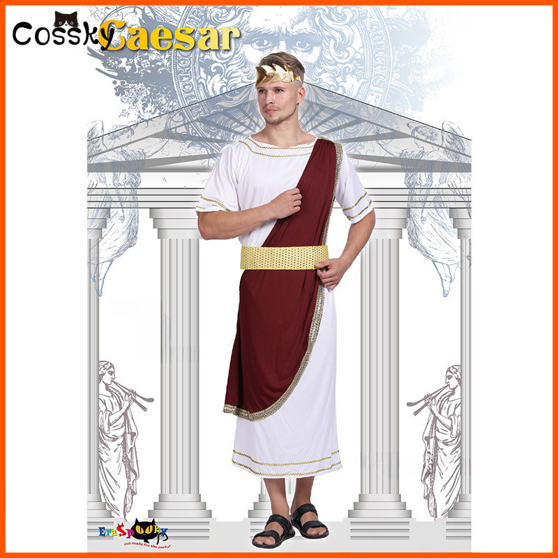 Ancient Greek Mythology Man Toga Halloween God Robe Cosplay Fancy Dress ...