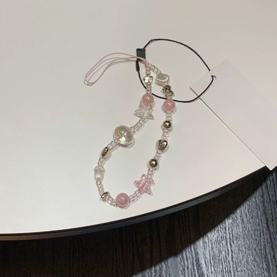 Trendy Handcrafted Beaded Clear Pink Silver Crystal Cell Phone Charm ...